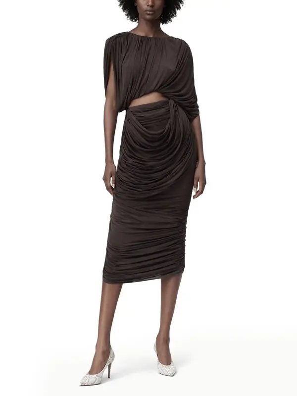 Magda Butrym Cupro Midi Skirt - Brown