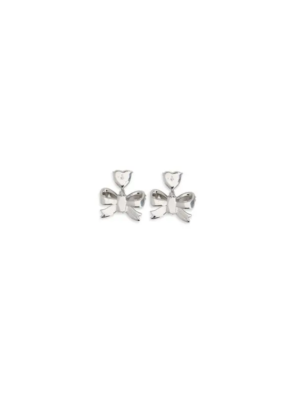SELF-PORTRAIT Heart-shaped Crystal Bow Earrings