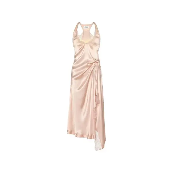 MAISON MARGIELA Silk-blend Lace-trimmed Dress - Pink