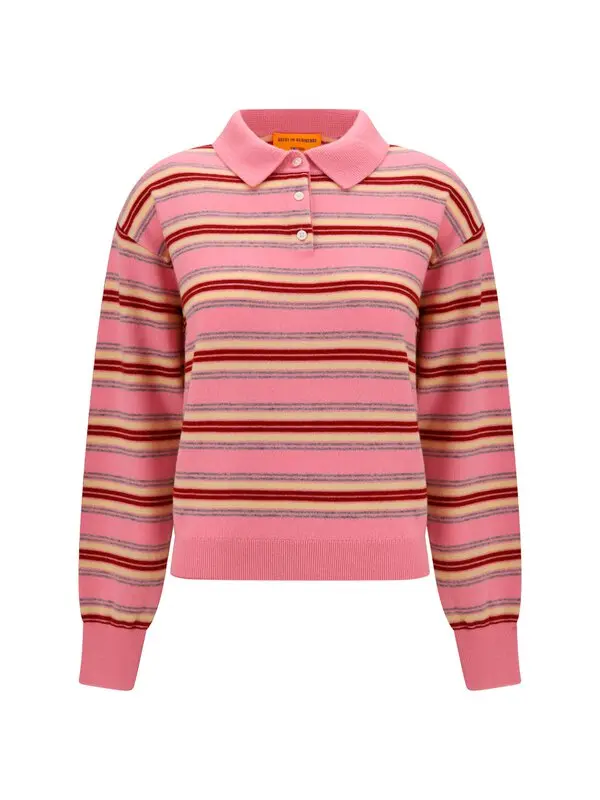 Guest In Residence Striped Polo Sweater - Pink