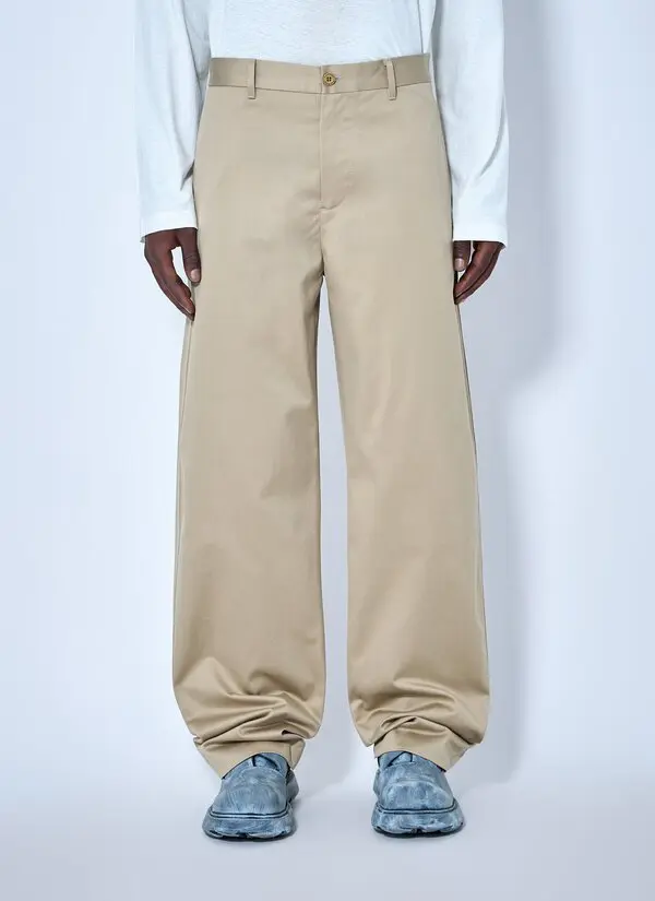 Acne Studios Cotton Satin Tailored Trousers - Cream