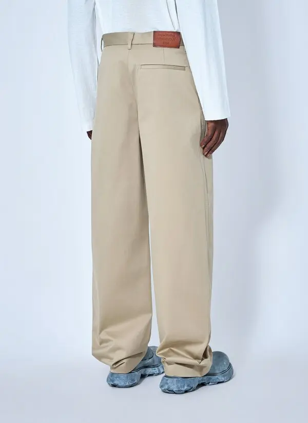 Acne Studios Cotton Satin Tailored Trousers - Cream