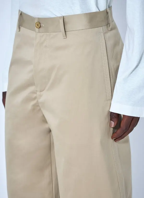 Acne Studios Cotton Satin Tailored Trousers - Cream