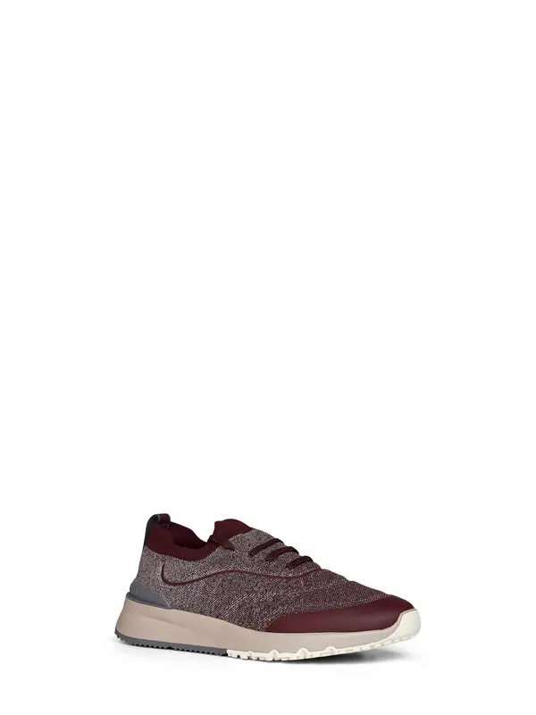 Brunello Cucinelli Stone And Burgundy Techno Cotton Knit Runners