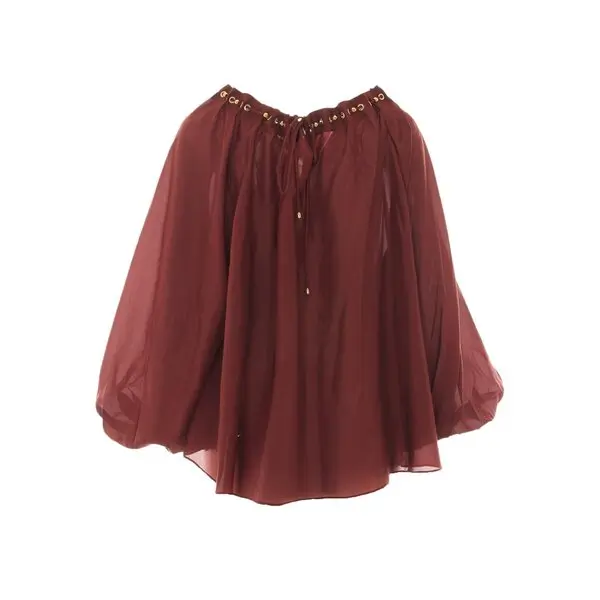 Zimmermann Aster Curled Blouse With Beads - Red