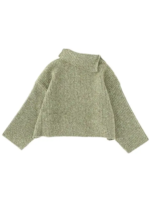 GANNI Sweater With Side Button Closure - Green