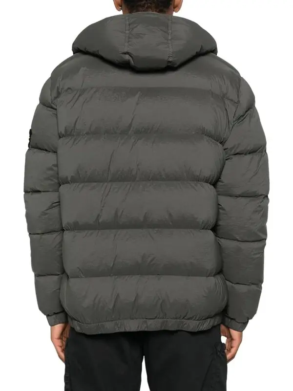 Stone Island Padded Down Jacket With Hood - Gray