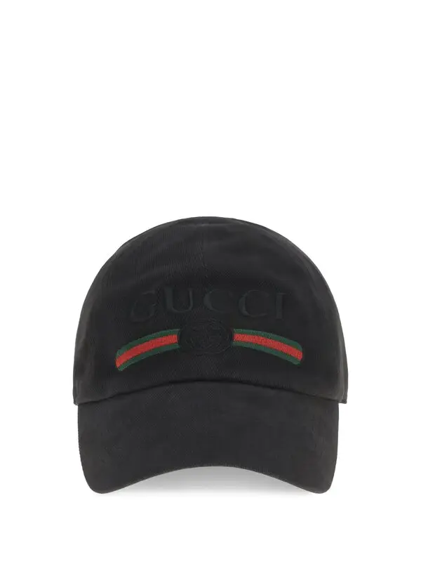 Gucci Cotton Baseball Cap With Embroidery - Black