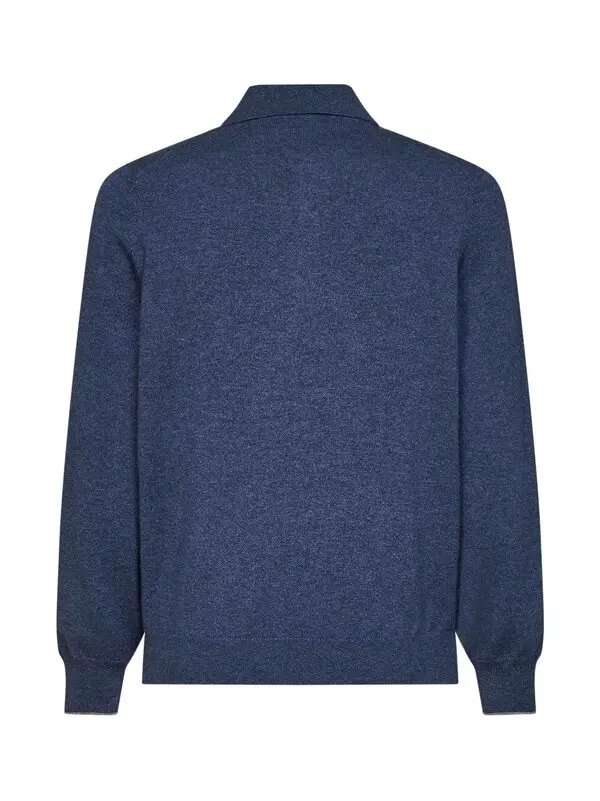 Brunello Cucinelli Denim Cashmere Knit Polo Shirt - Multicolor