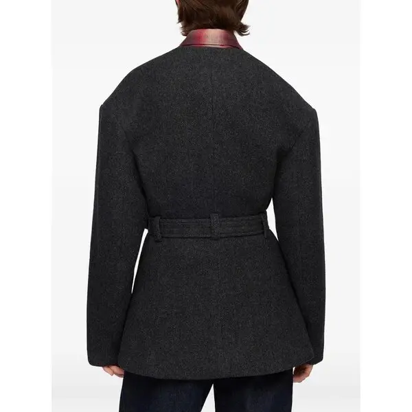 GANNI Wool Single-button Belted Jacket - Gray