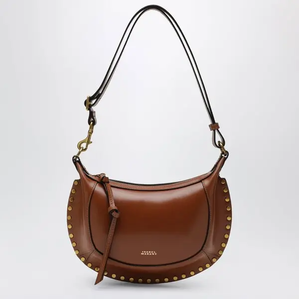 Isabel Marant Étoile Oskan Moon Shoulder Bag In Calfskin Leather Cognac - Brown