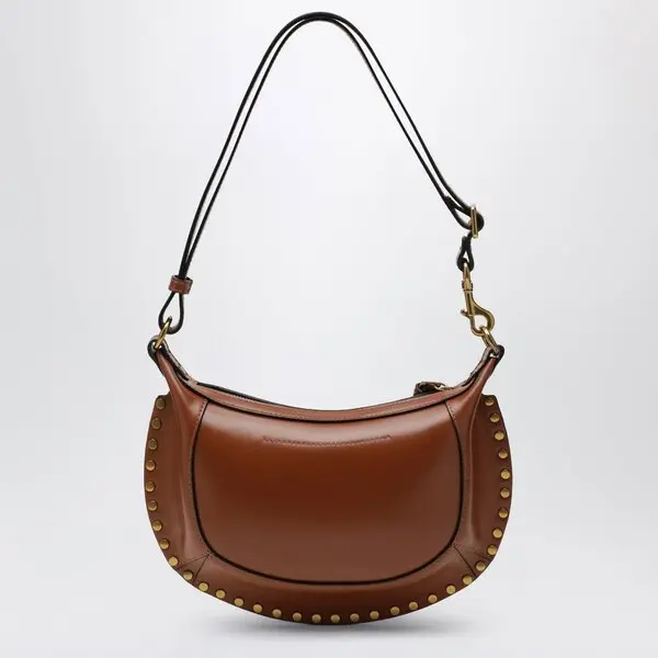 Isabel Marant Étoile Oskan Moon Shoulder Bag In Calfskin Leather Cognac - Brown