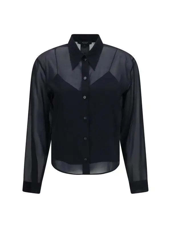 Gucci Stretch Silk Chiffon Shirt - Black