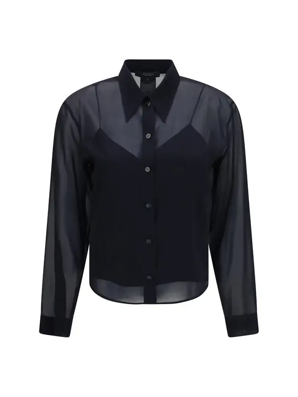 Gucci Stretch Silk Chiffon Shirt - Black