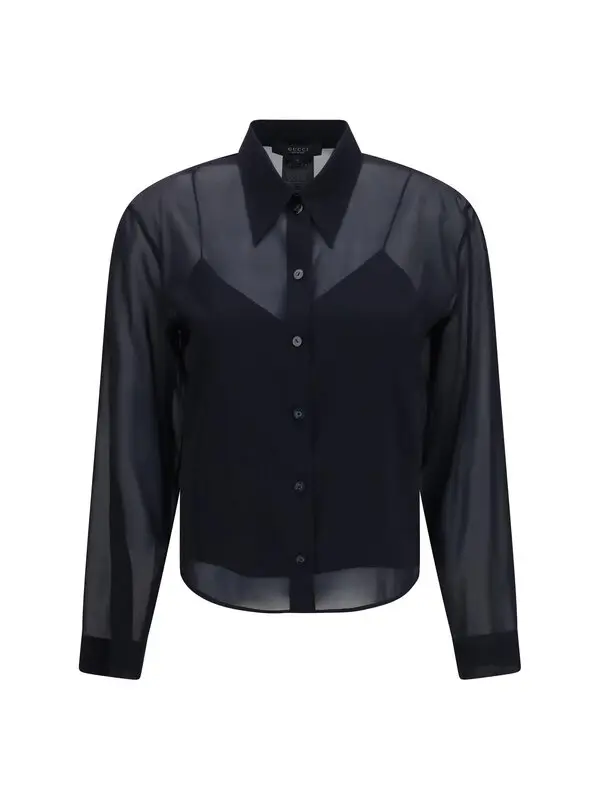 Gucci Stretch Silk Chiffon Shirt - Black