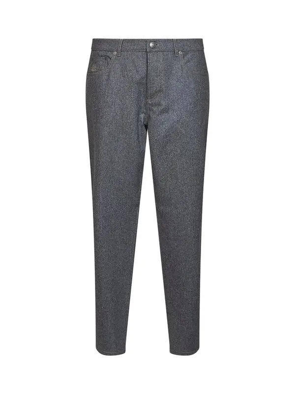 Brunello Cucinelli Medium Grey Virgin Wool Flannel Five-pocket Trousers