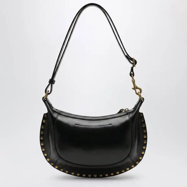Isabel Marant Étoile Oskan Moon Studded Calfskin Leather Bag - Black