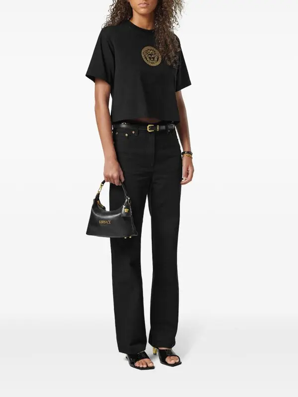 Versace Tag Leather Hobo Bag - Multicolor