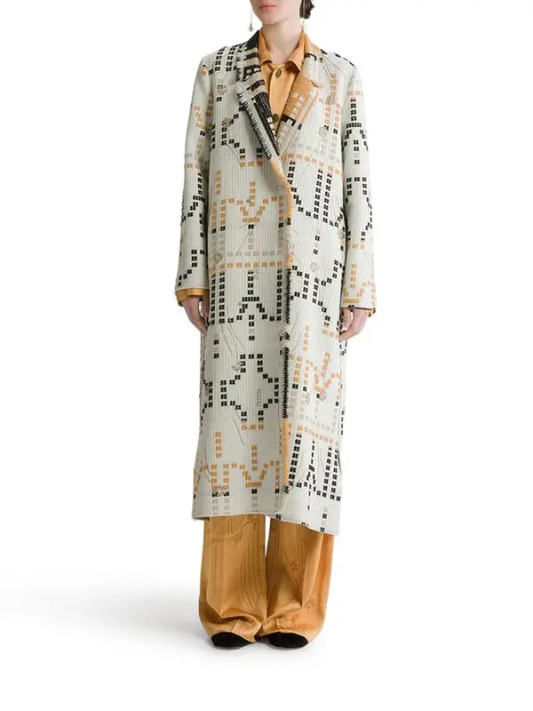 FORTE_FORTE Long Embroidered Jacquard Coat