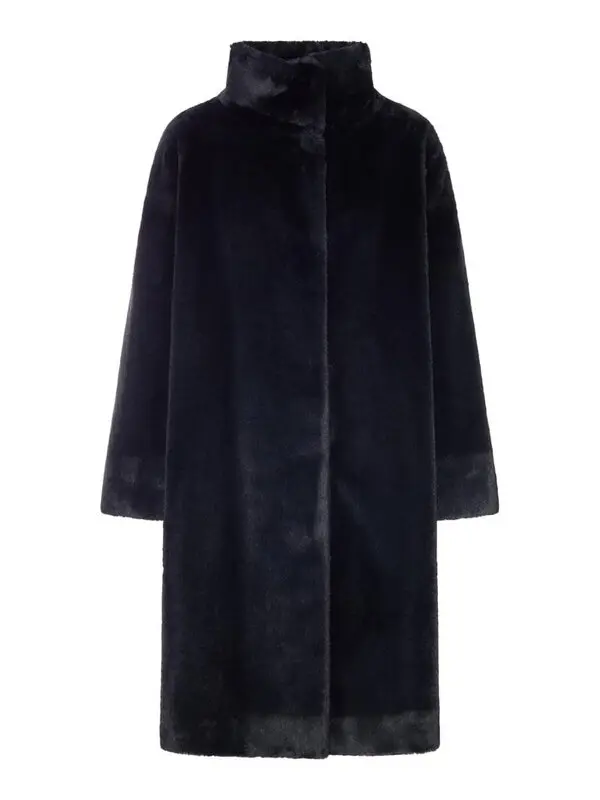 Herno Long Faux Fur Coat - Black
