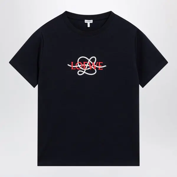 Loewe Logo Embroidered Cotton T-shirt - Blue