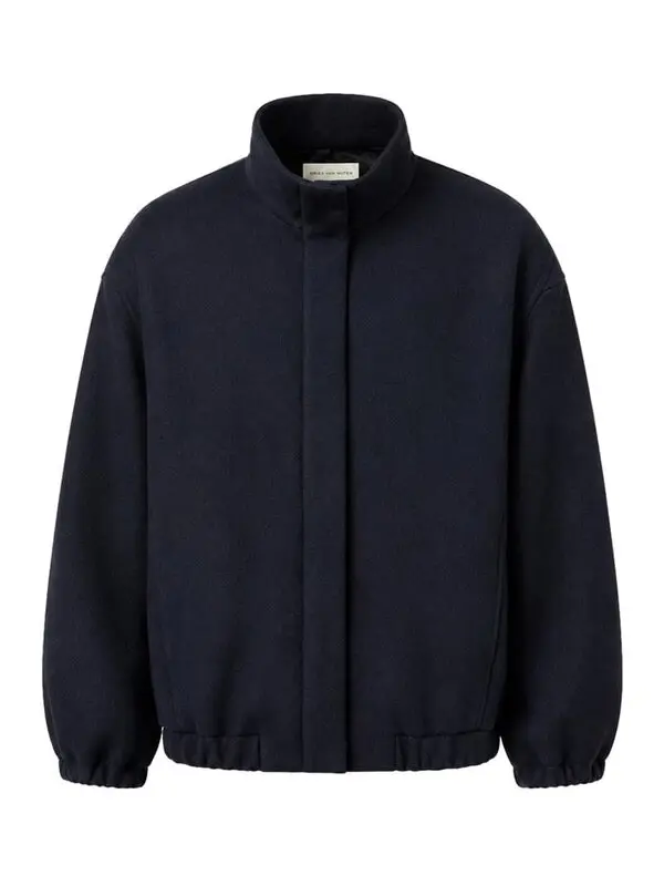 Dries Van Noten Wool-blend High Collar Bomber Jacket - Blue