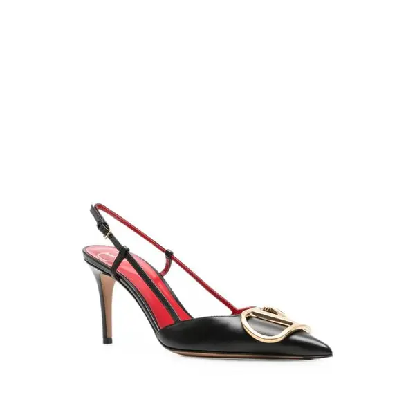 Valentino Garavani Calf Leather Slingback Pumps - Black