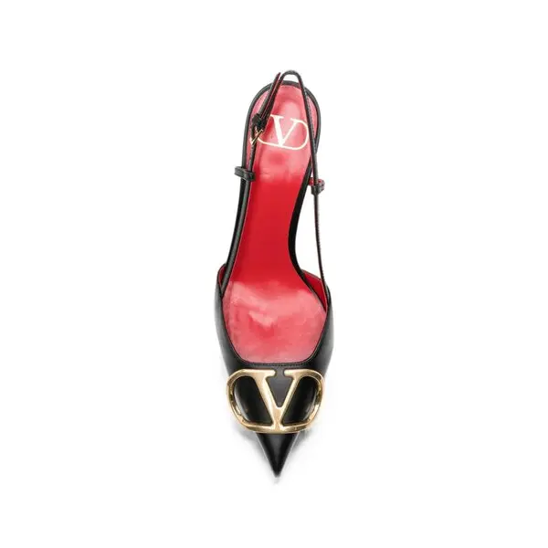 Valentino Garavani Calf Leather Slingback Pumps - Black