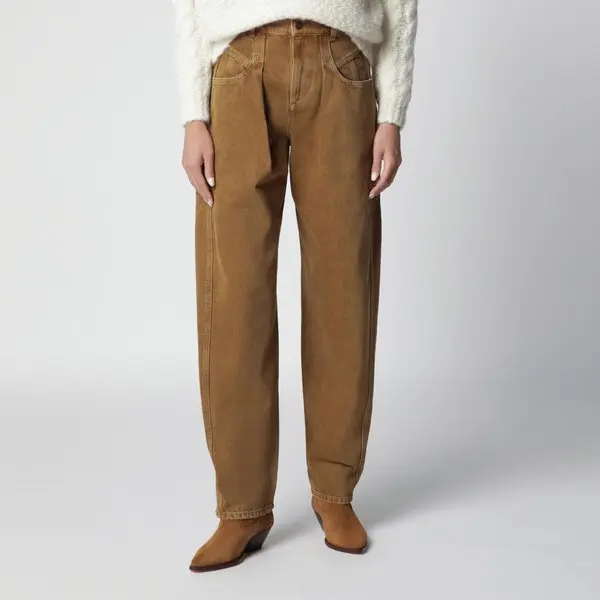 Isabel Marant Étoile Lisha Barrel Jeans In Cotton Denim Bronze - Silver
