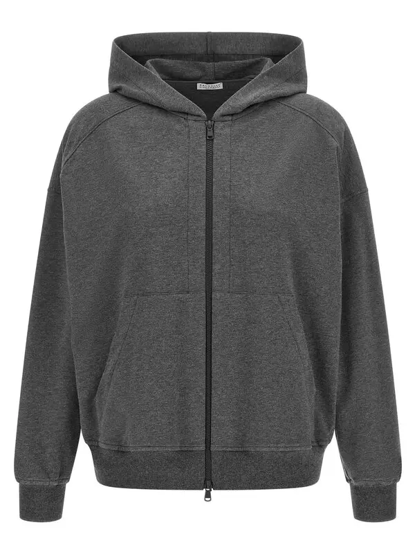 Brunello Cucinelli Shiny Trims' Hoodie - Gray