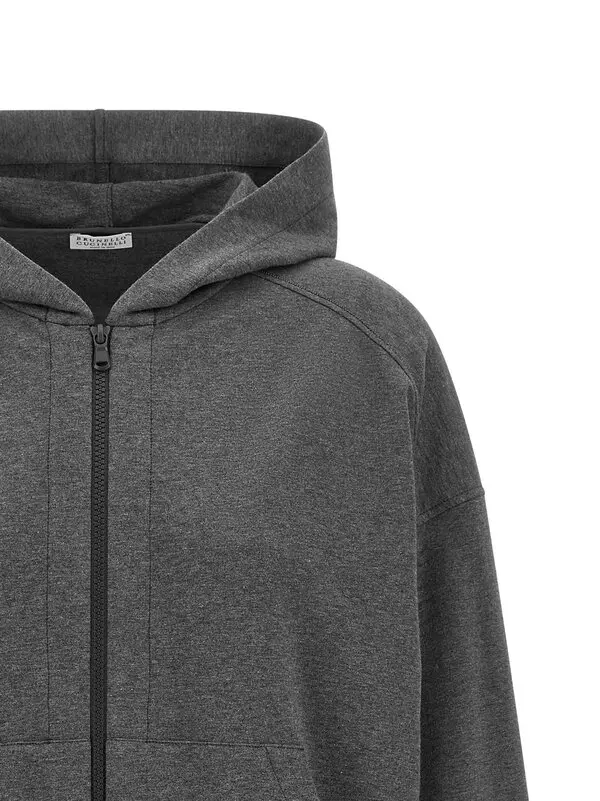 Brunello Cucinelli Shiny Trims' Hoodie - Gray