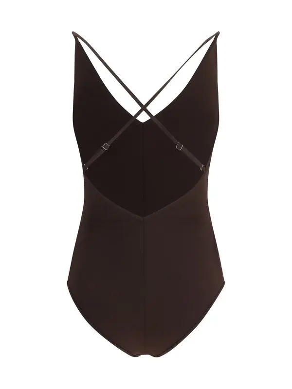 Brunello Cucinelli Shimmering Striped One-piece Swimsuit - Brown