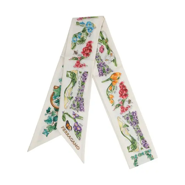 FERRAGAMO Eden Shoes Print Silk Mini Bandeau - White