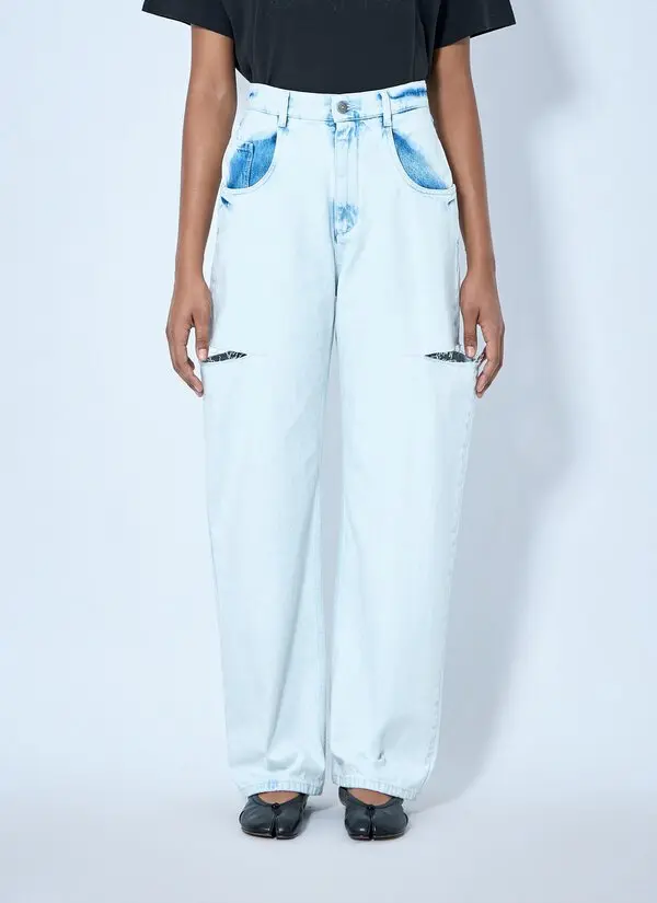 MAISON MARGIELA Cutout Denim Trousers - Blue