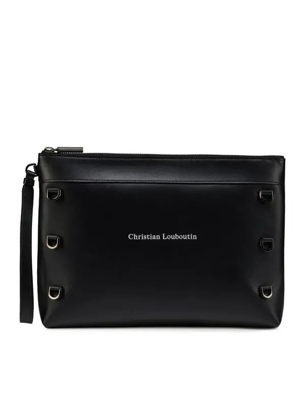 CHRISTIAN LOUBOUTIN Kosmica Smooth Calfskin Clutch - Black