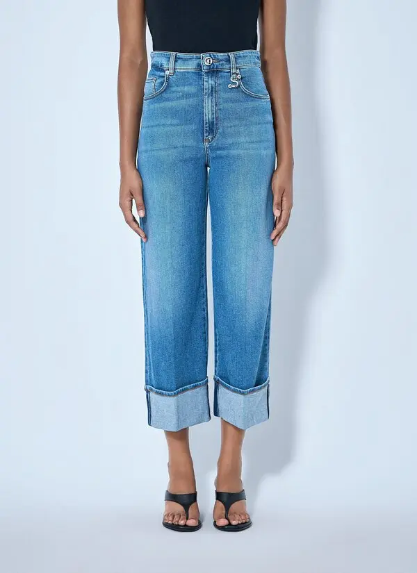 Sportmax Cropped Wide-leg Denim Jeans - Blue