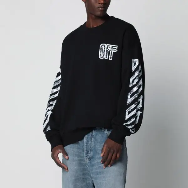Off-White Motion Arrow Skate Cotton Sweatshirt - Black