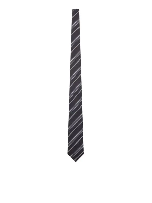TOM FORD Silk Tie With Diagonal Stripes - Black