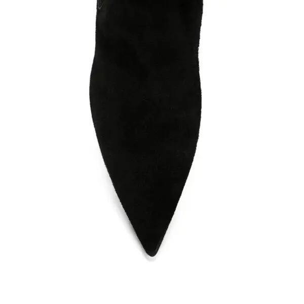 Rick Owens Suede Sculptural Wedge Boots - Black