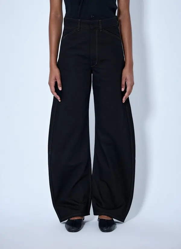 LEMAIRE High Waisted Curved Pants - Black