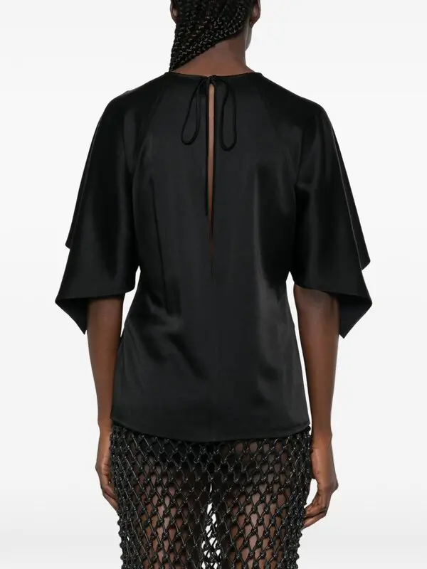 Stella McCartney Satin Silk Cape Sleeve Top - Multicolor