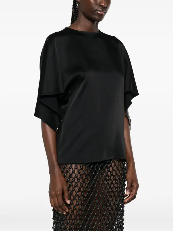 Stella McCartney Satin Silk Cape Sleeve Top - Multicolor