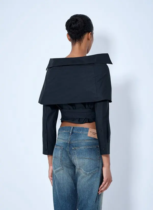 Balenciaga Off-shoulder Wrap Shirt