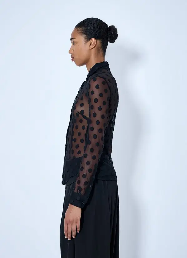 Dries Van Noten Polka-dot Cotton-blend Tulle Shirt - Black