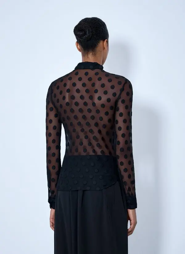 Dries Van Noten Polka-dot Cotton-blend Tulle Shirt - Black