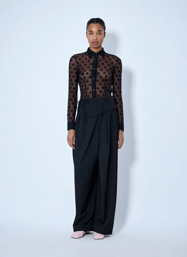 Dries Van Noten Polka-dot Cotton-blend Tulle Shirt - Black