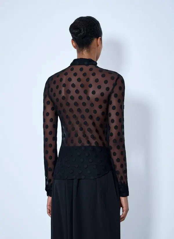 Dries Van Noten Polka-dot Cotton-blend Tulle Shirt - Black