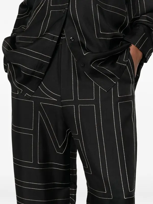 TOTEME Monogram Silk Pajama Trousers