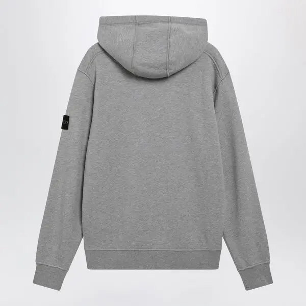 Stone Island Grey Melange Cotton Hoodie
