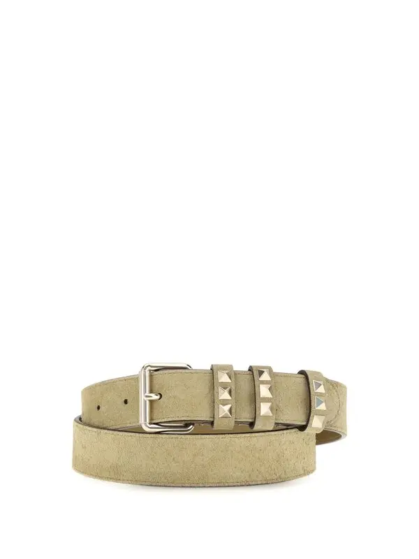 Valentino Garavani Rockstud Suede Belt - Cream